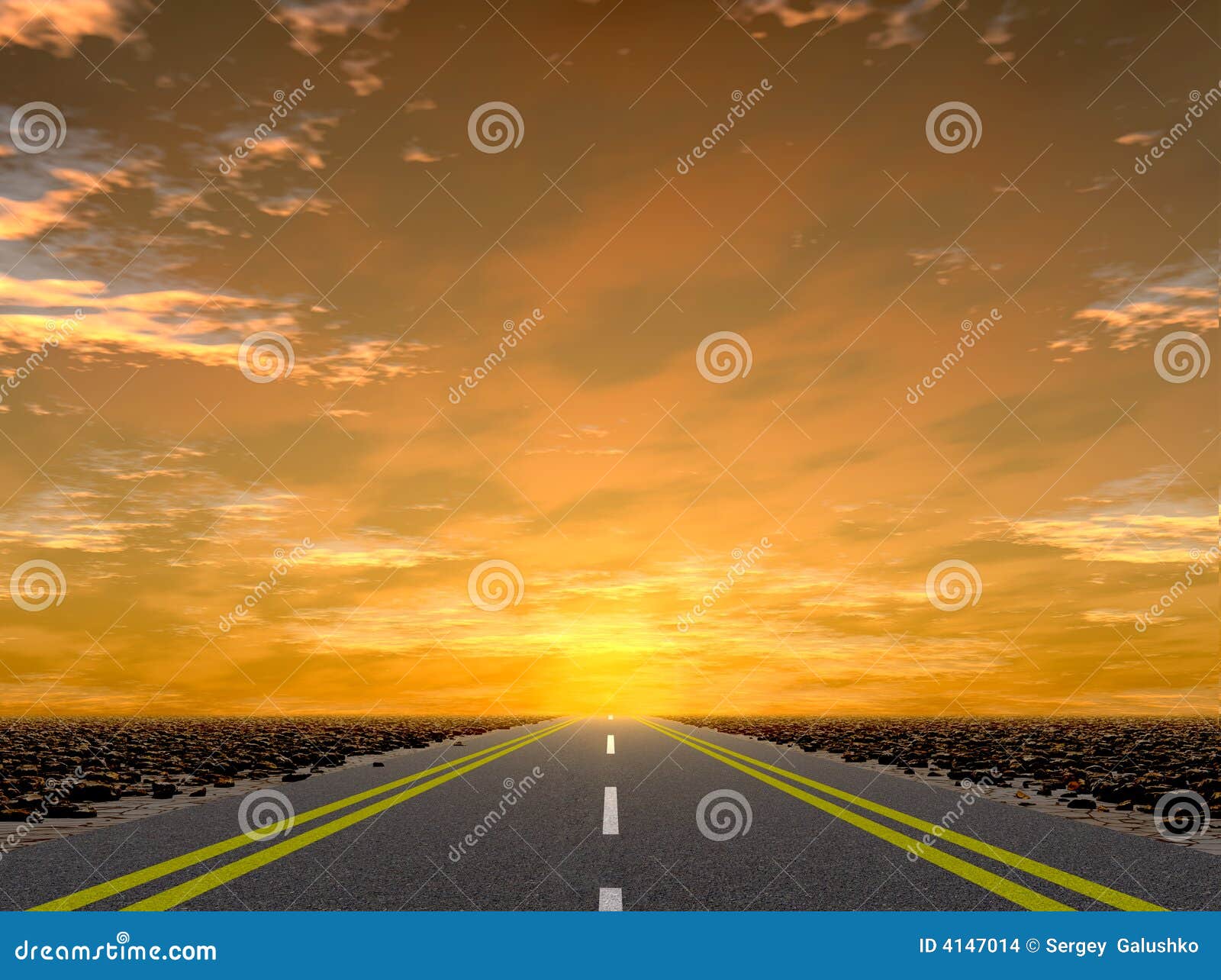 Road to a sunset stock photo. Image of line, cloud, rock - 4147014