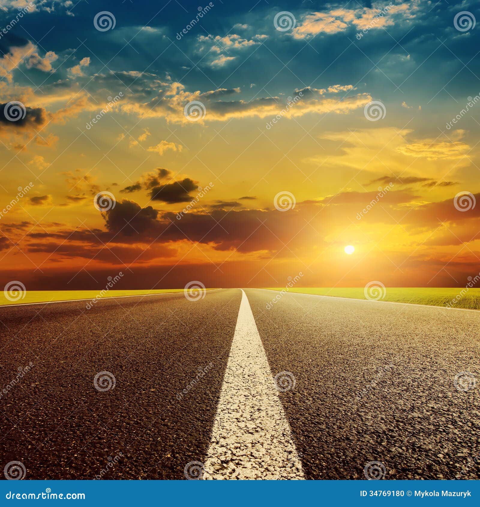 Road to sunset stock photo. Image of freeway, cloudscape - 34769180