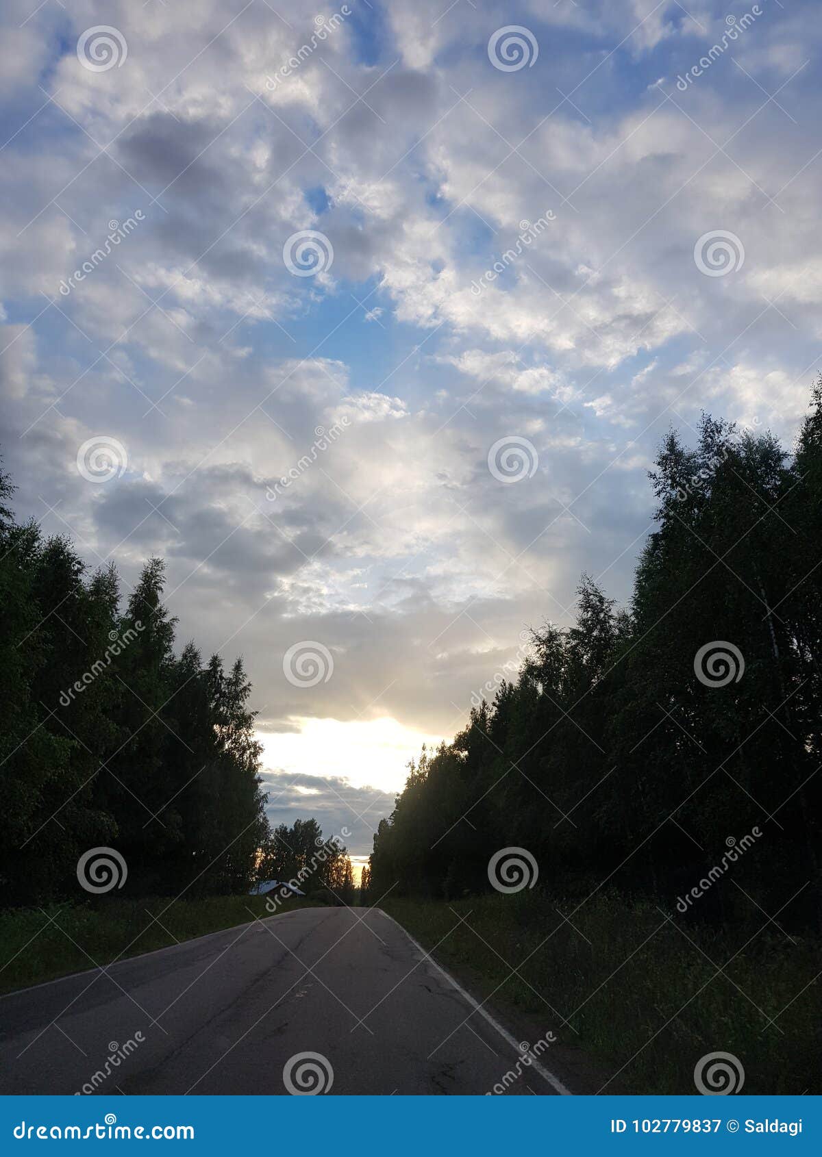 Way to the sunset stock image. Image of sunset, road - 102779837