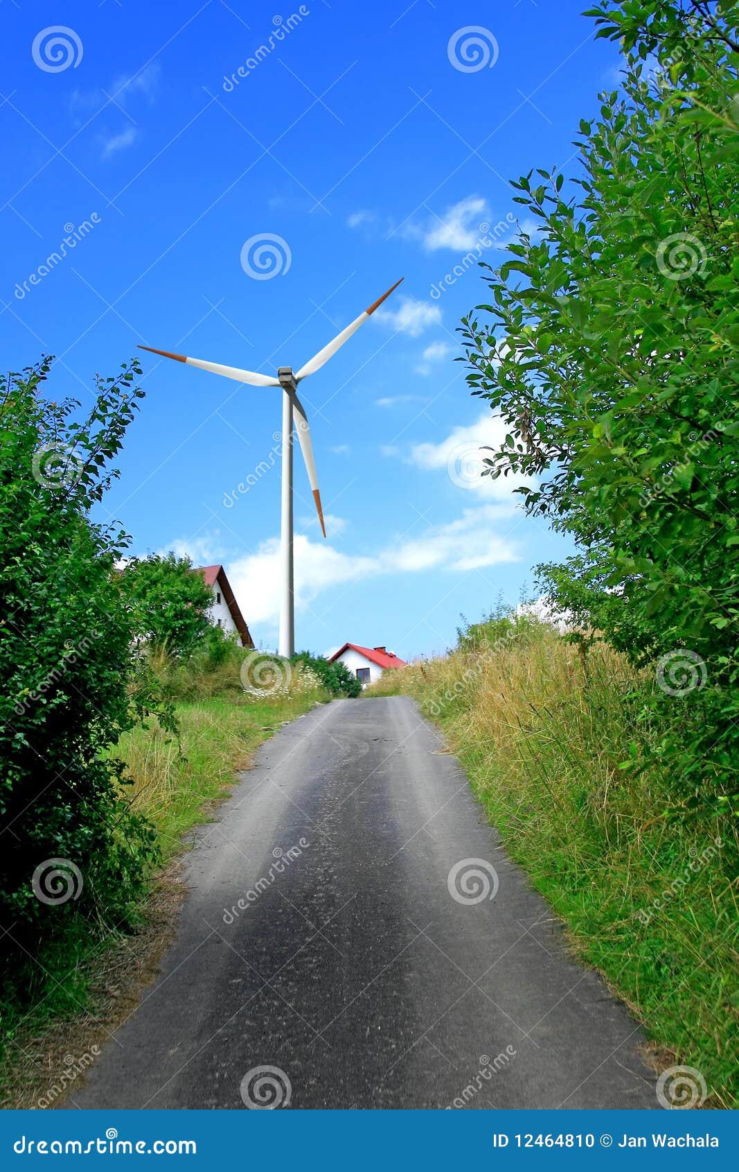 Road to wind turbines stock photo. Image of mill, efficiency - 12464810