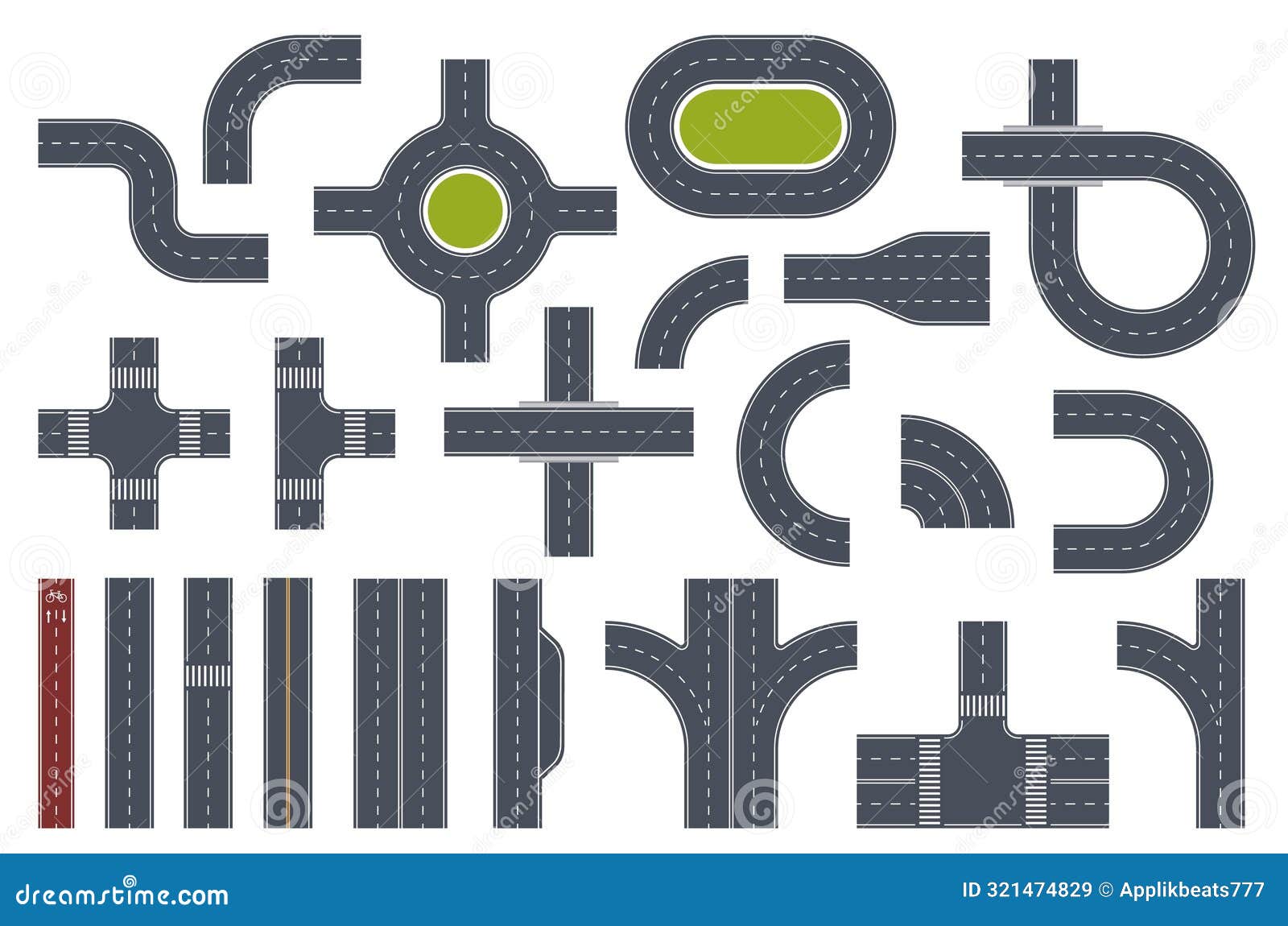 Road Toolkit Elements. Transport Paths Constructor Stock Vector ...
