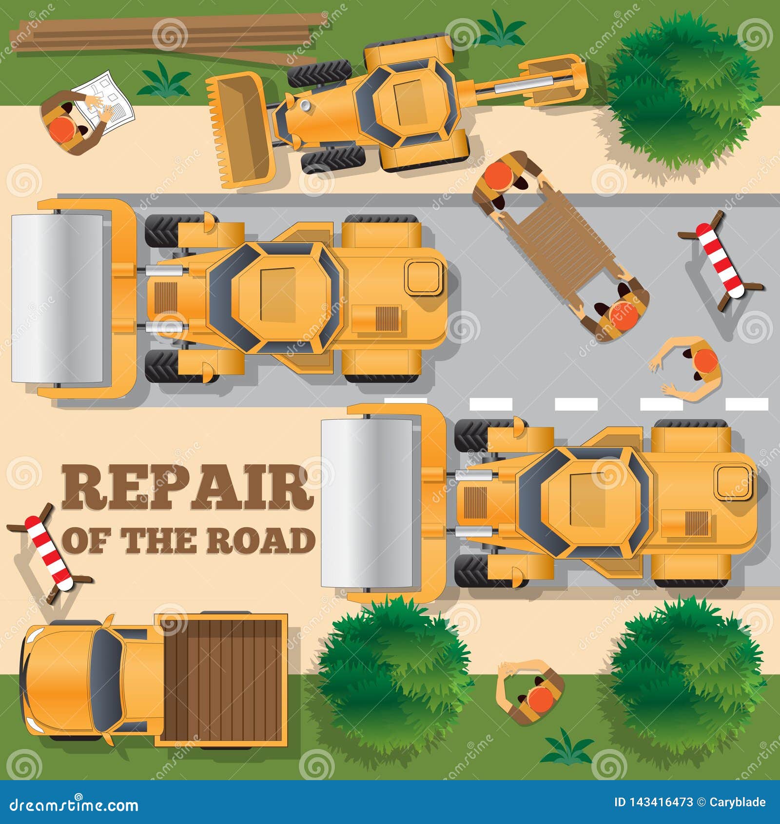 Road repair. stock vector. Illustration of shadow, repairing - 143416473