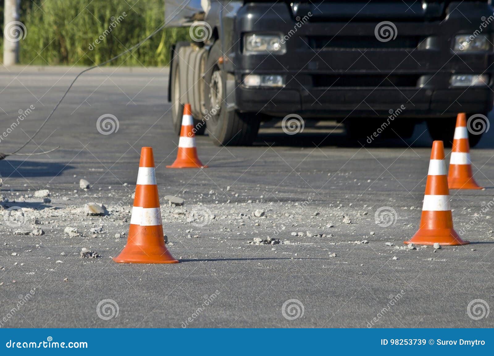 Road Traffic Cone on Accident Site Stock Image - Image of highway ...