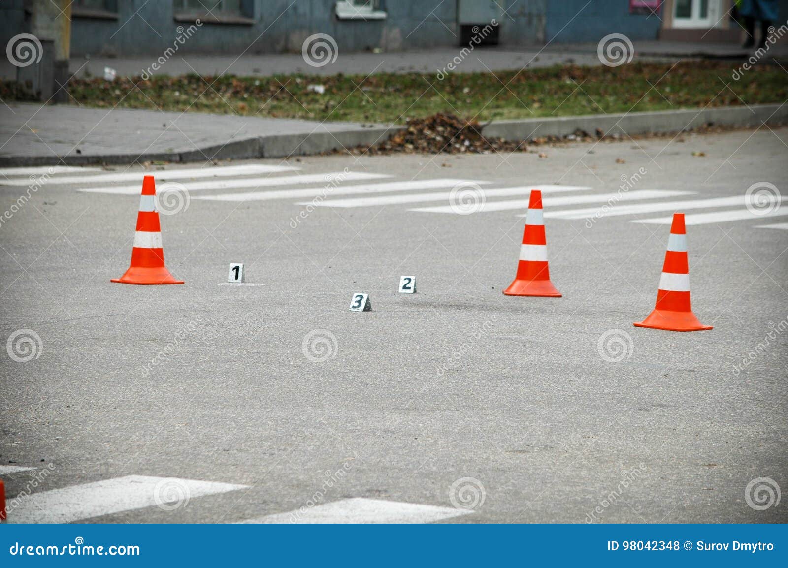Road Traffic Cone on Accident Site Stock Photo - Image of marking ...
