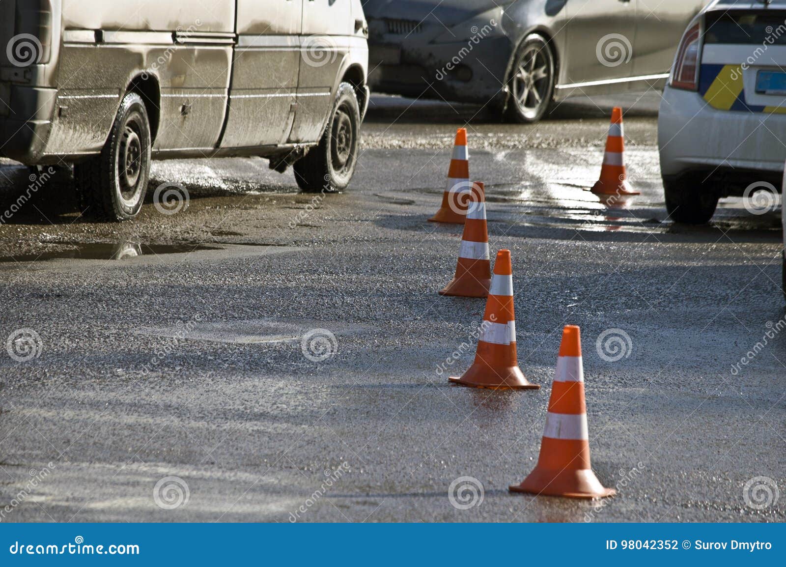 Road Traffic Cone on Accident Site Stock Photo - Image of color, bright ...