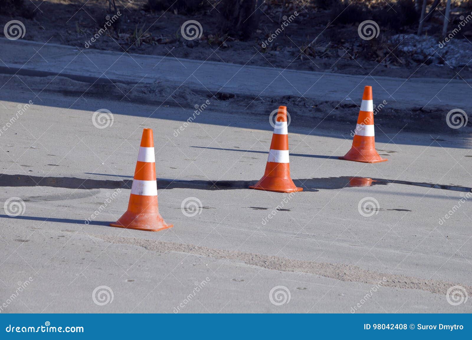 Road Traffic Cone on Accident Site Stock Photo - Image of dividing ...