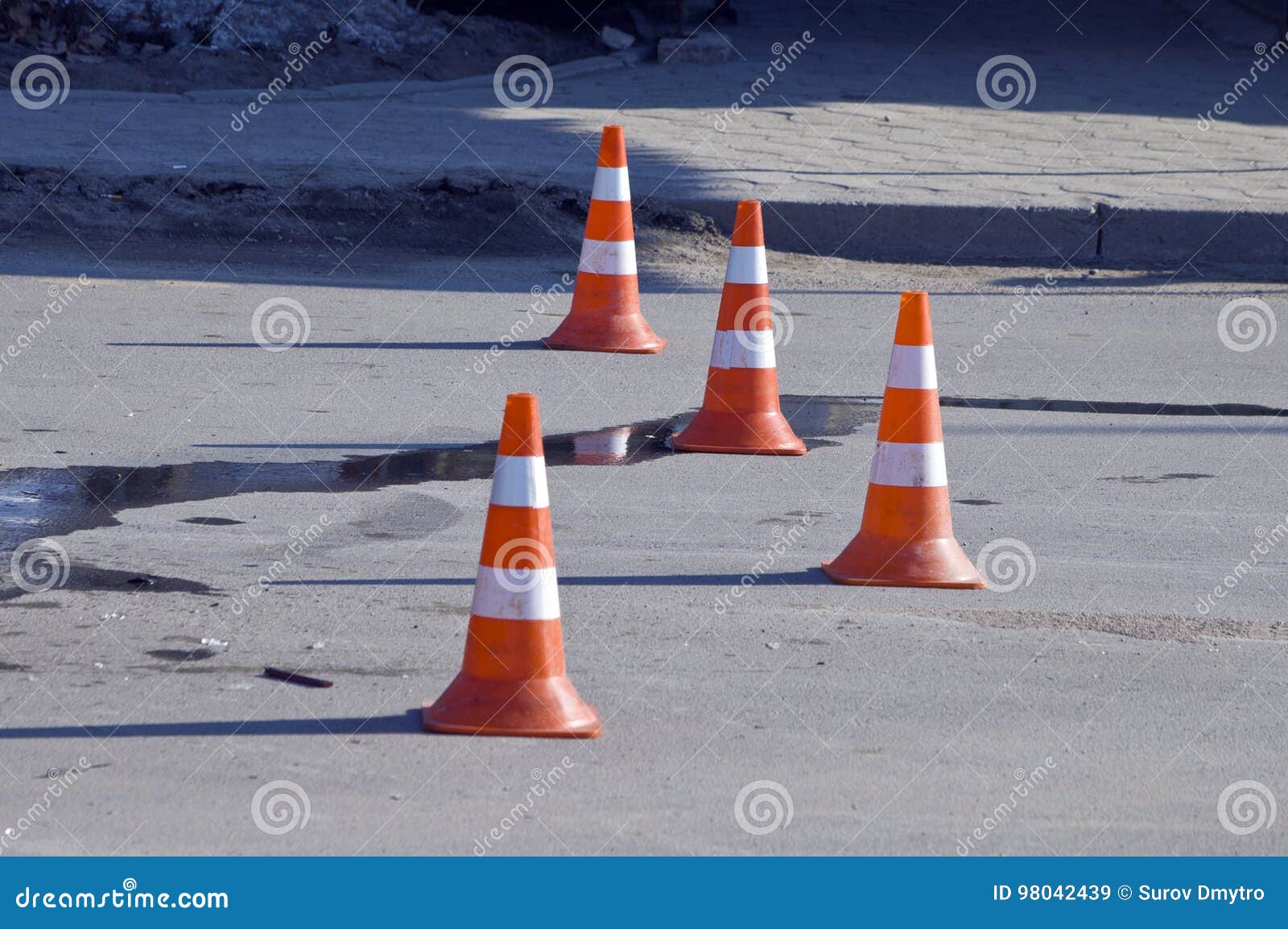 Road Traffic Cone on Accident Site Stock Image - Image of bright ...