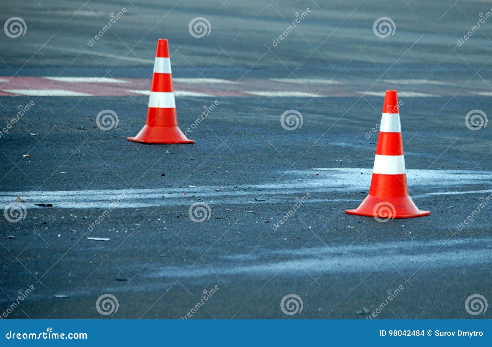 Road Traffic Cone on Accident Site Stock Photo - Image of closeup ...