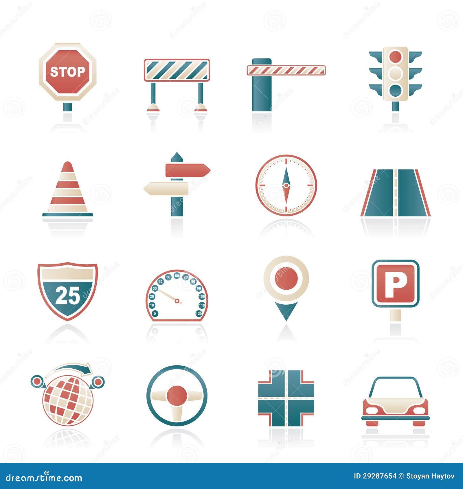 Road and Traffic Icons stock vector. Illustration of transportation ...