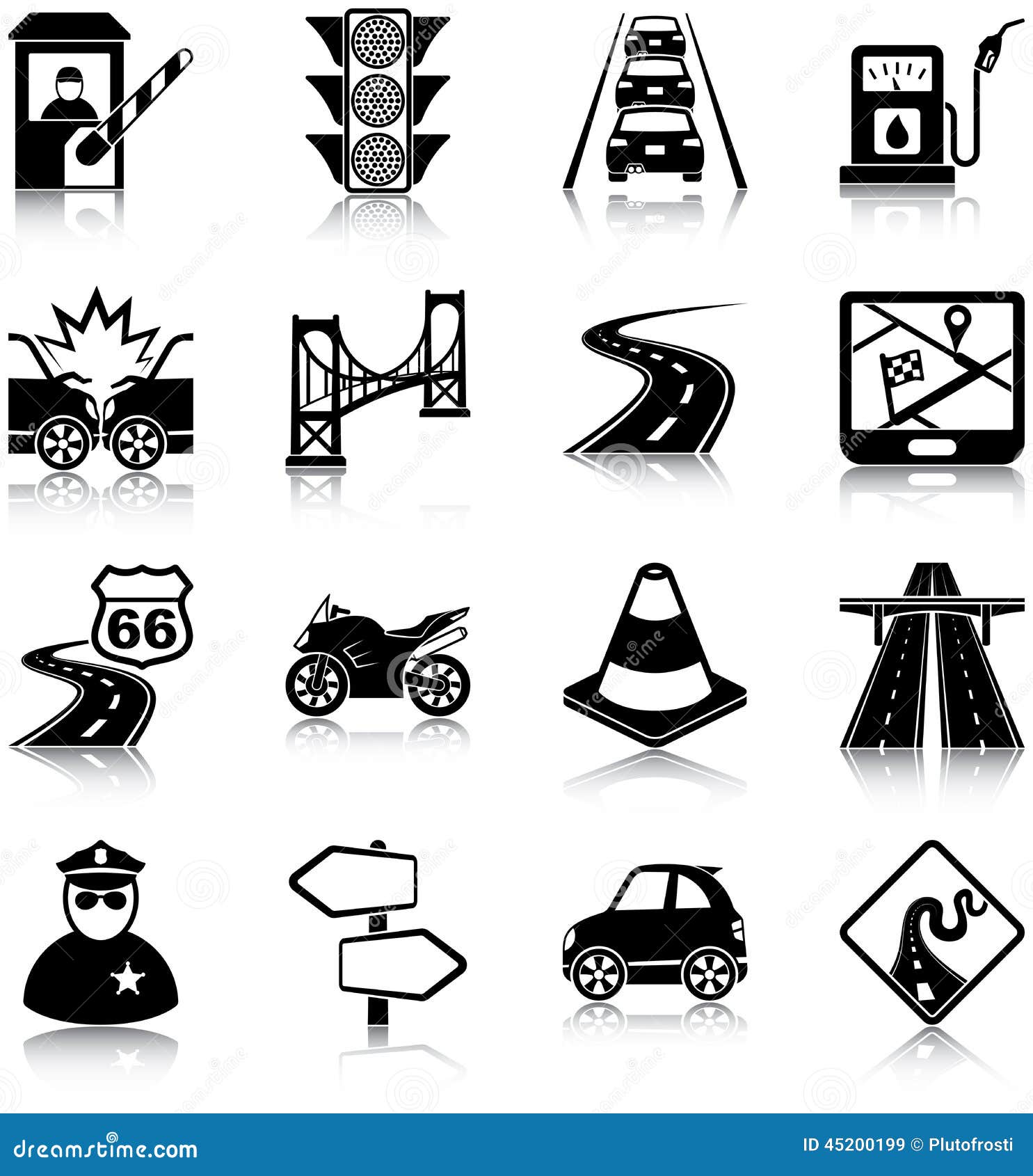 Road traffic icons stock vector. Illustration of route - 45200199