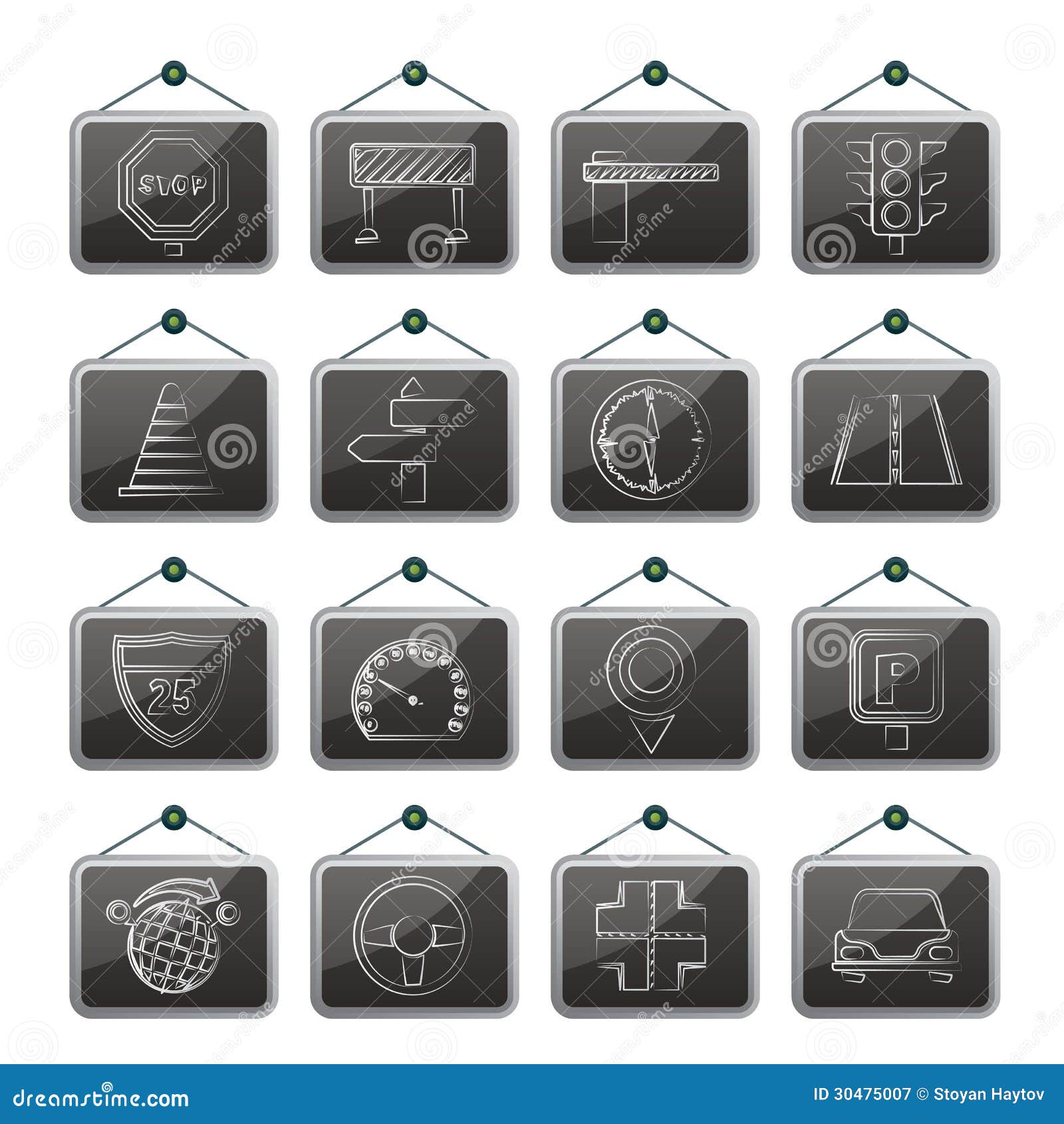 Road and Traffic Icons stock vector. Illustration of direction - 30475007