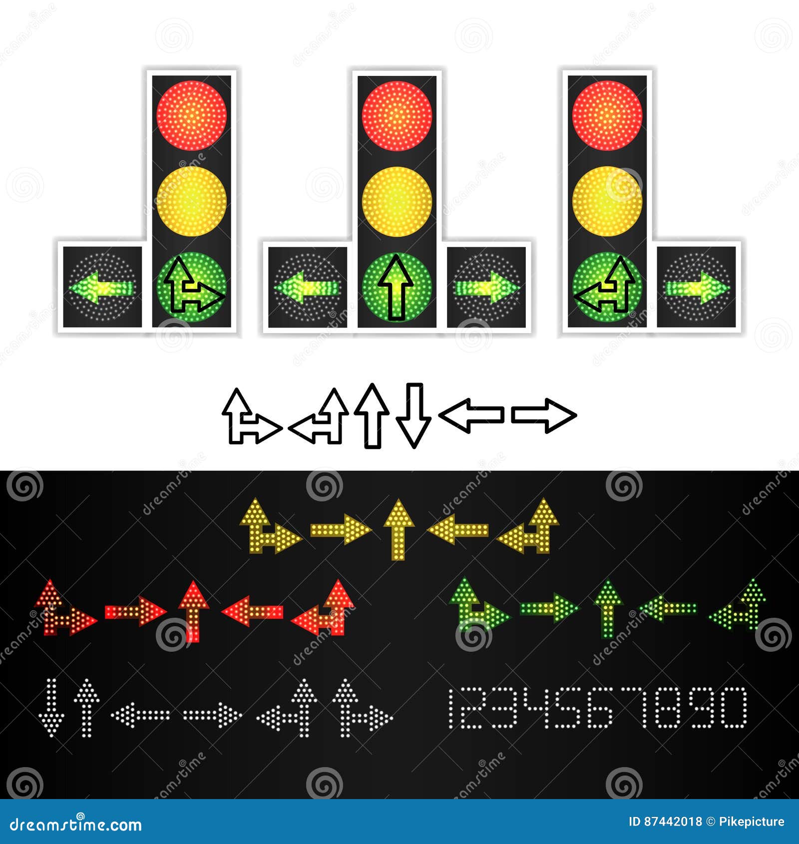 Road Traffic Light Vector. Realistic LED Panel. Sequence Lights Red ...