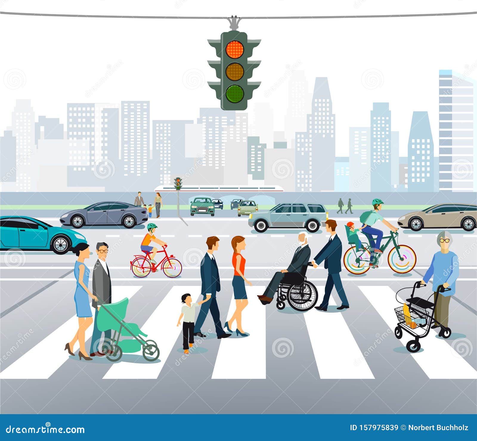 Road Traffic with Pedestrian and Pedestrian Crossing Stock Vector ...