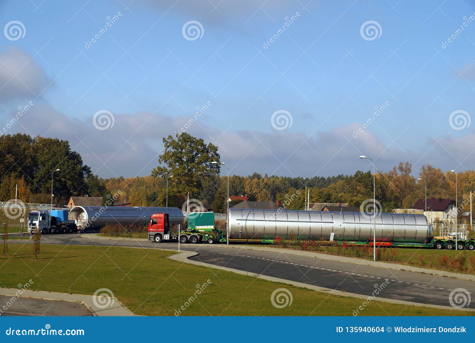 Road Train Consisting Of Two Trucks With An Extremely Long Load ...