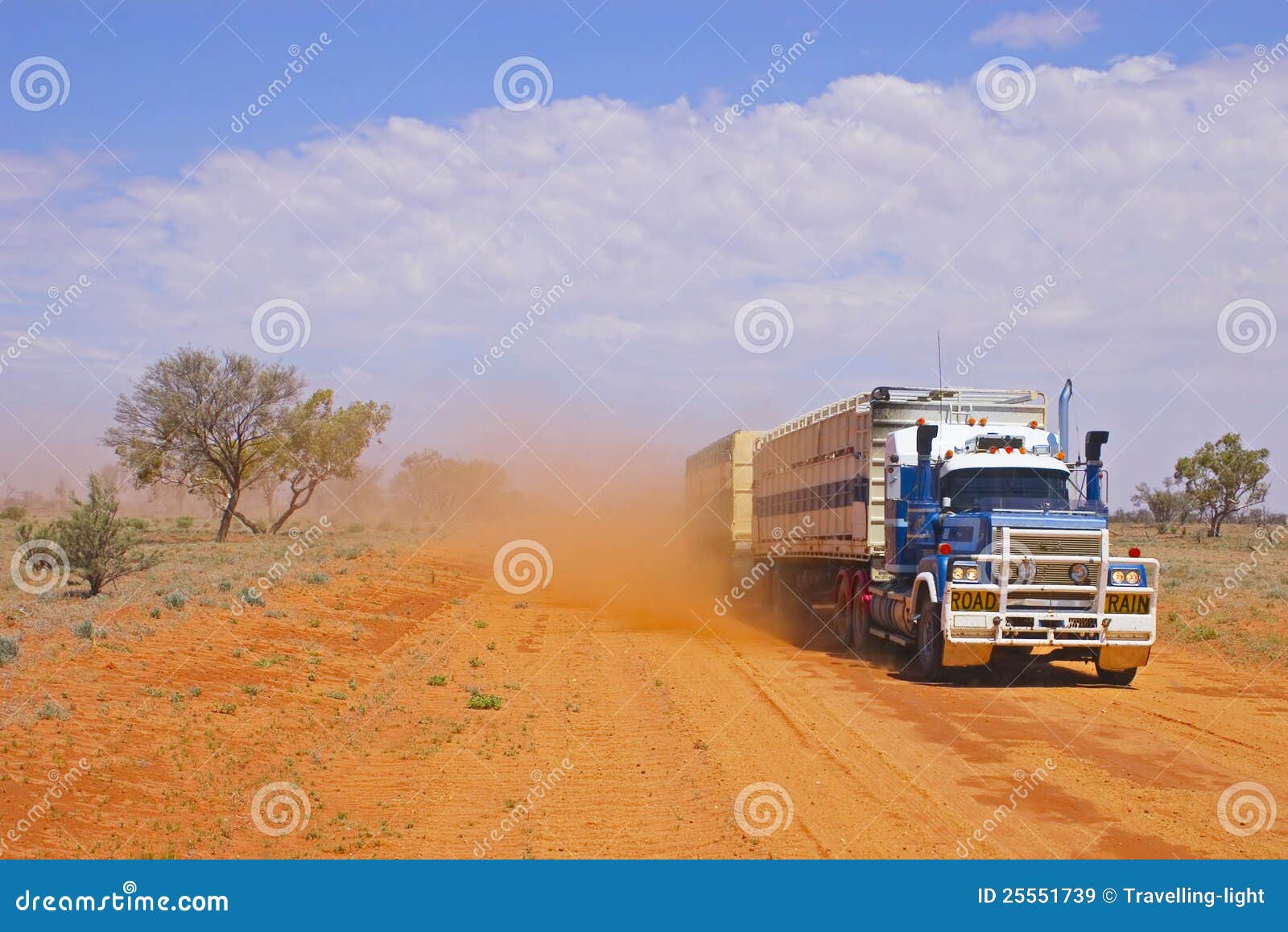 Road Train Kicking up Dust stock image. Image of horizontal - 25551739