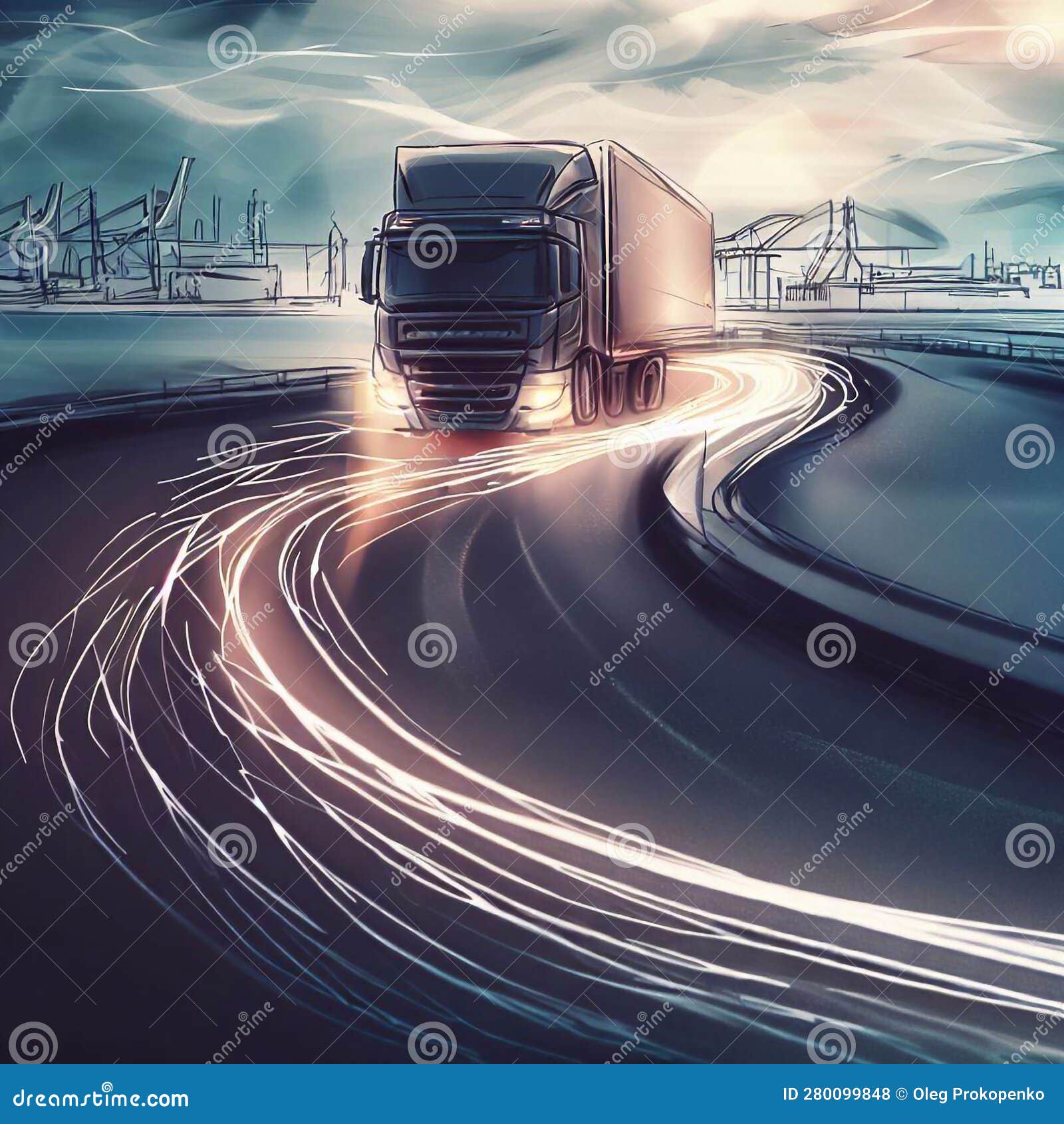 Road Transport the by Truck Stock Illustration - Illustration of ...