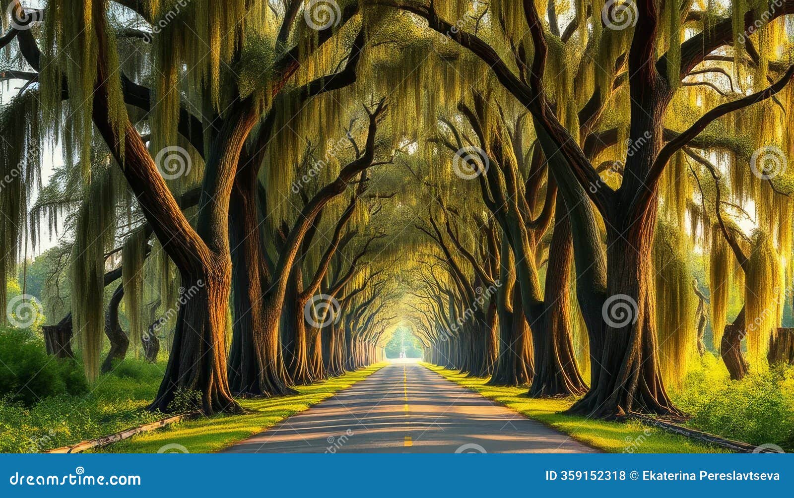 Road with trees lining it stock photo. Image of outdoors - 359152318