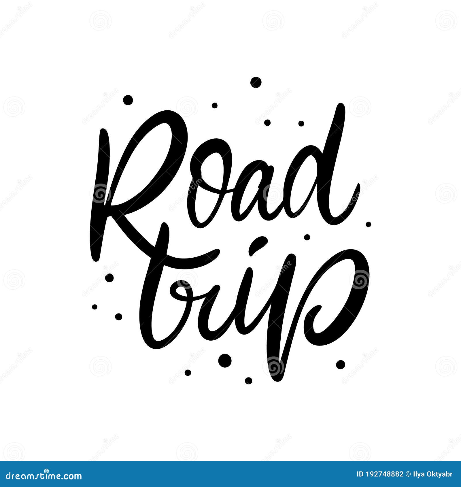 Road Trip Black Color Text Modern Lettering Phrase Vector
