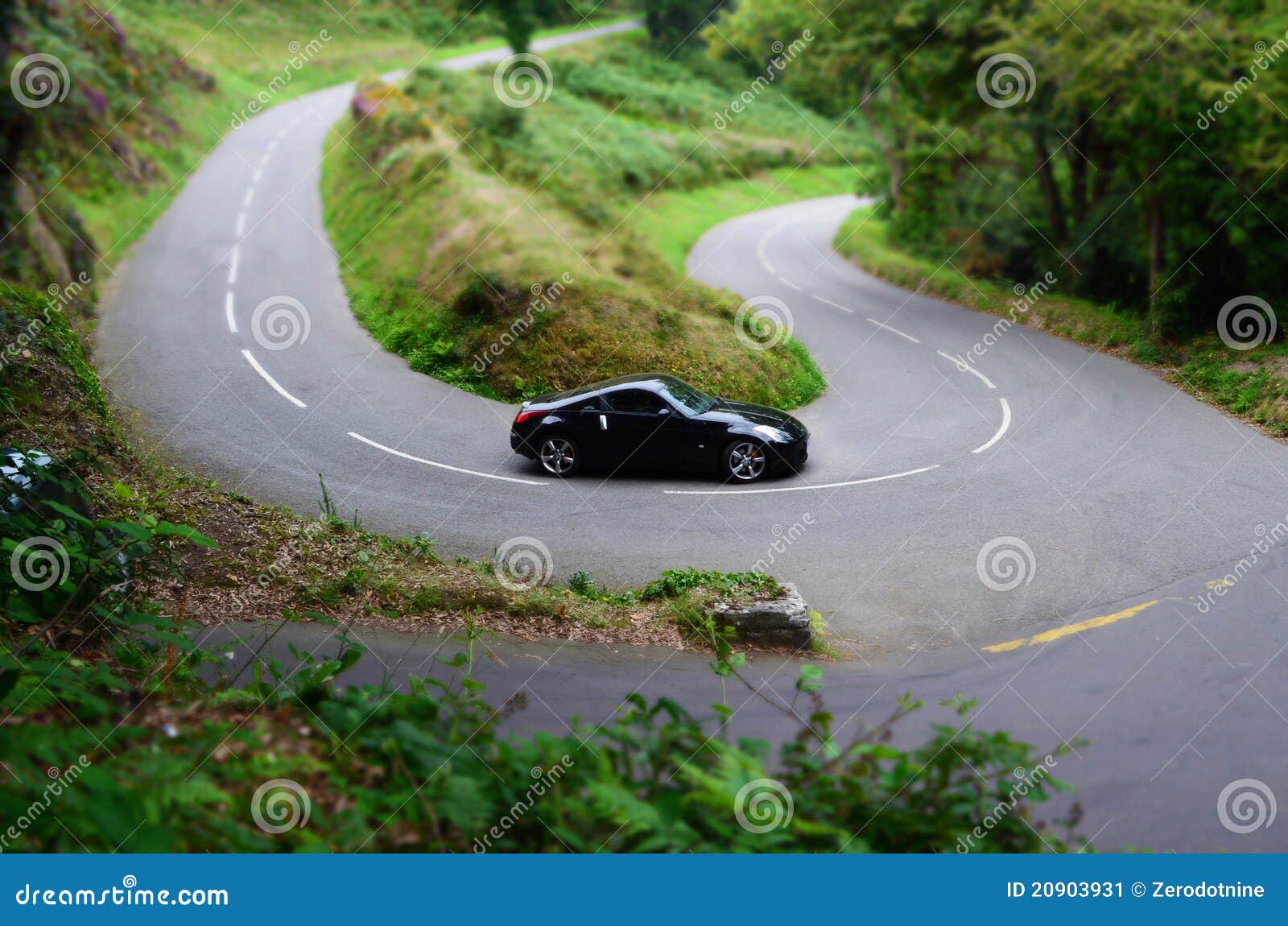 Road Trip Car on Windy Road Stock Image - Image of color, background ...