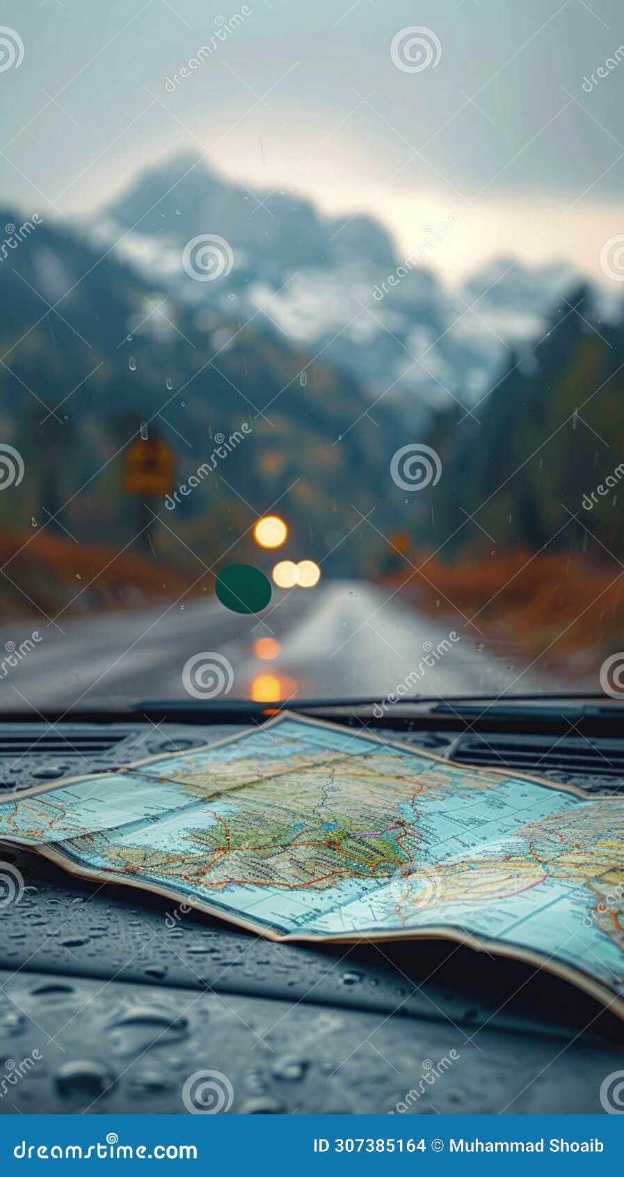 Road Trip Essentials Car, Map, and Open Road Ahead Stock Illustration - Illustration of mobile ...