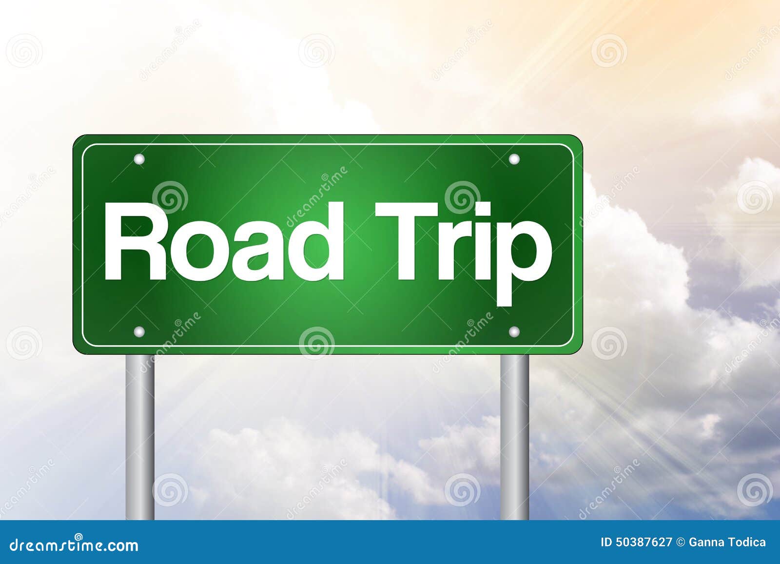 Road Trip Green Road Sign stock illustration. Illustration of green ...