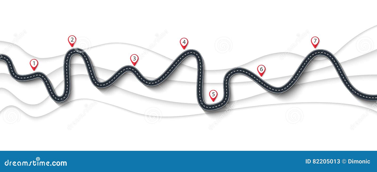 Road Trip And Journey Route Infographic Template With Pin Pointer ...