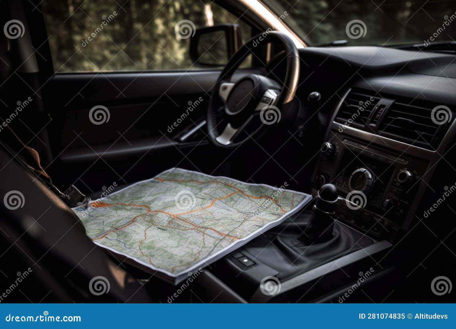 Road Trip with a Map and Compass, Ready for Adventure Stock ...