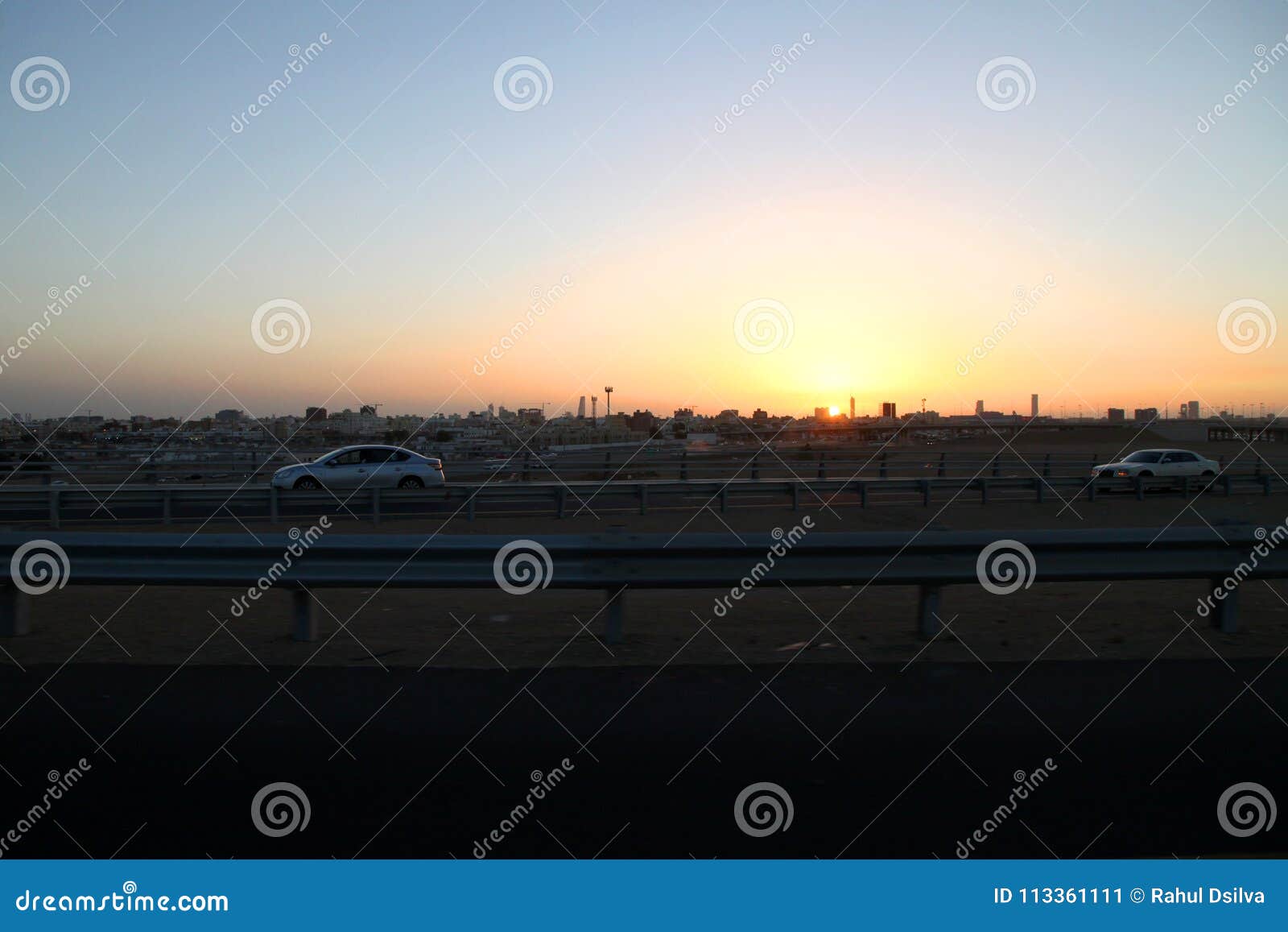 Road Trip on the Road of Saudi Arabia in Summer while Sunset Stock ...