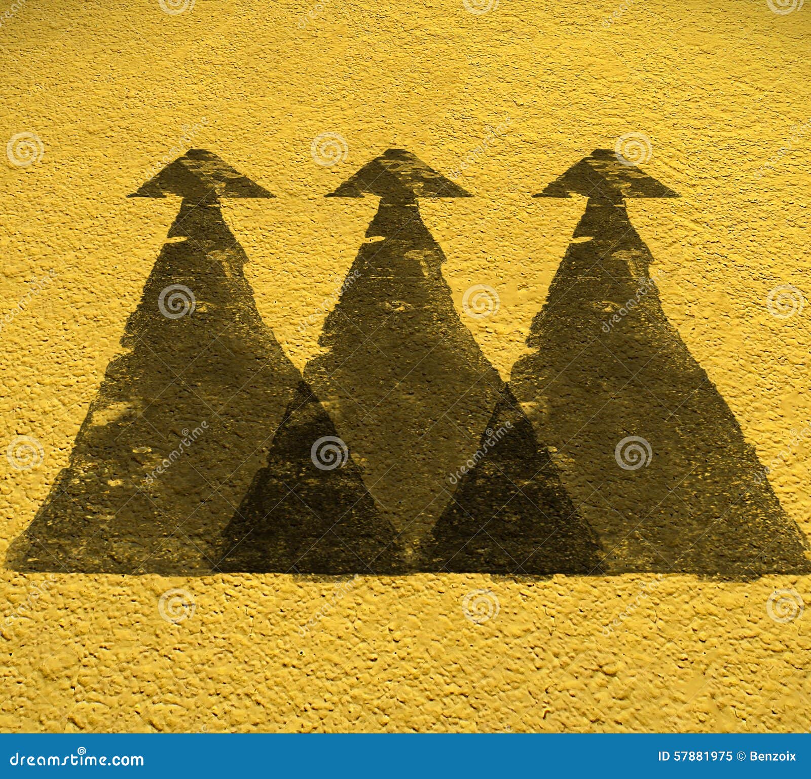 Road Triple Arrow Direction with Yellow Floor Background. with C Stock ...