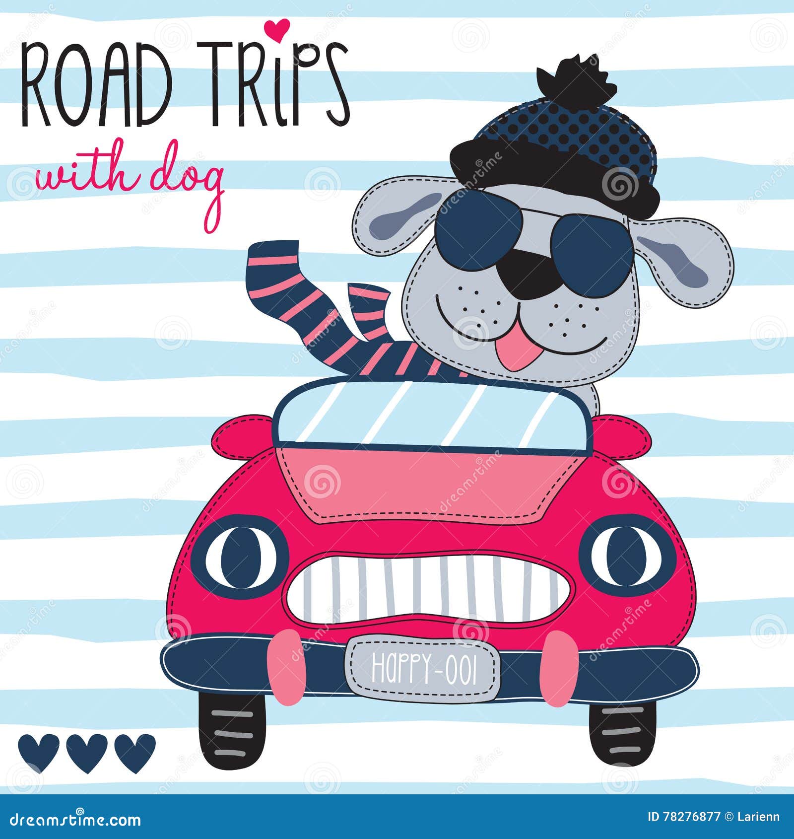 Road Trips with Cute Dog Vector Illustration Stock Vector ...