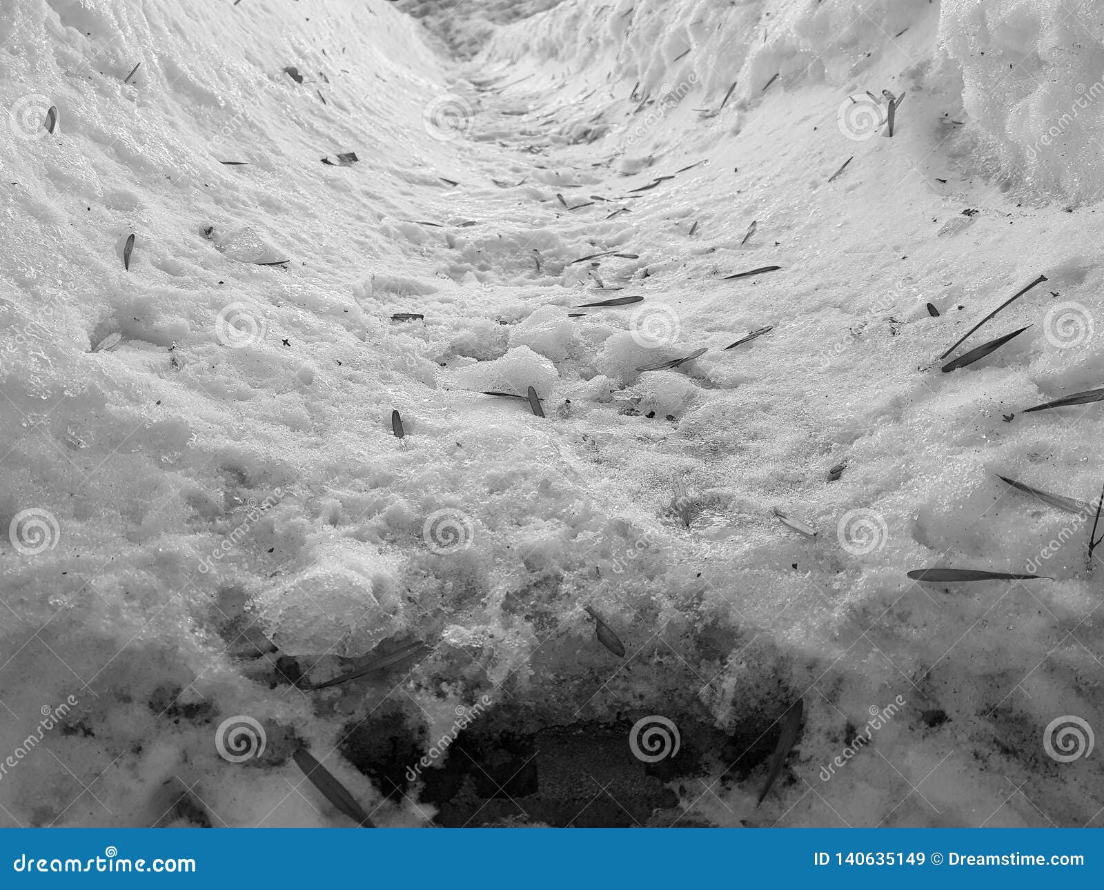 Road and Trodden Path in the Snow Stock Image - Image of frost ...