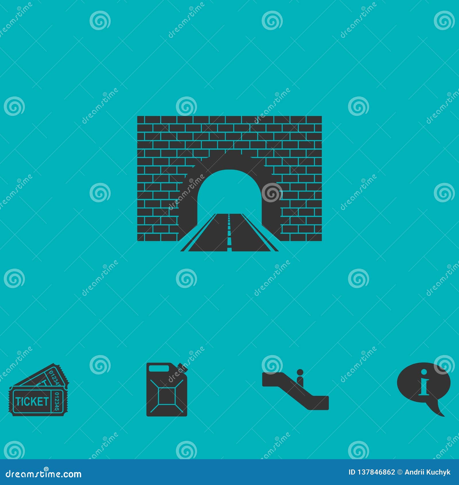 Road tunnel icon flat stock vector. Illustration of asphalt - 137846862