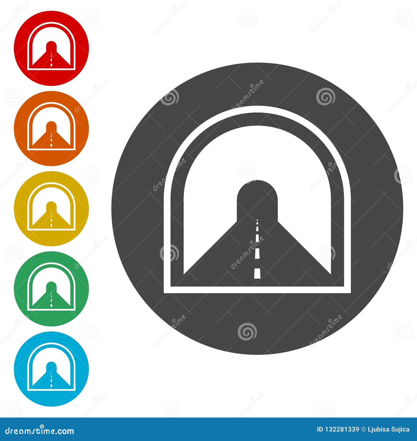 Road with tunnel icon stock vector. Illustration of concept - 132281339