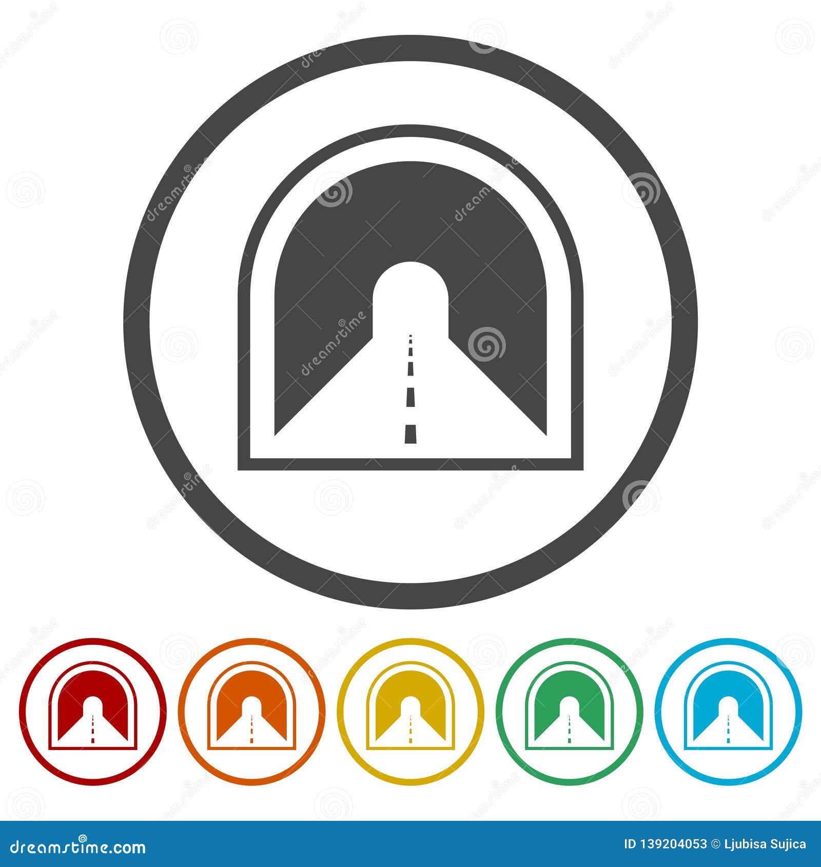 Road with tunnel icon stock vector. Illustration of concept - 139204053