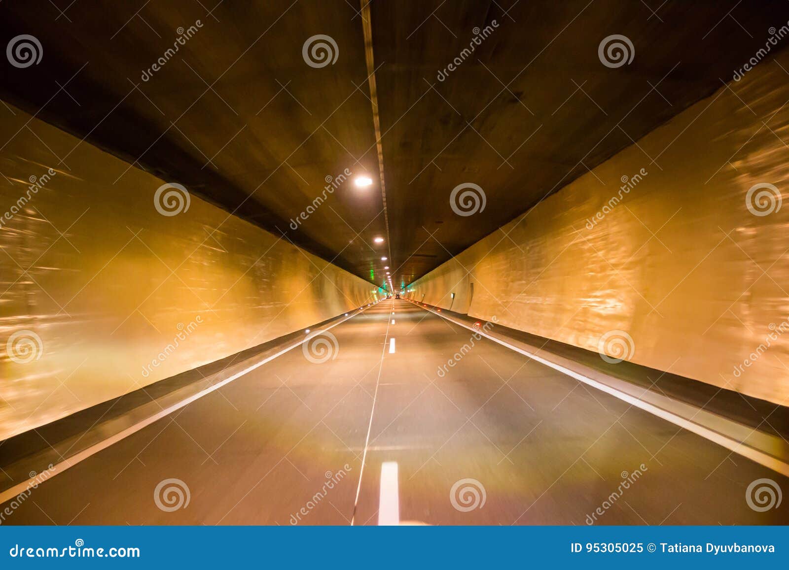 Road Tunnel, Night Illuminated Stock Image - Image of street, asphalt ...