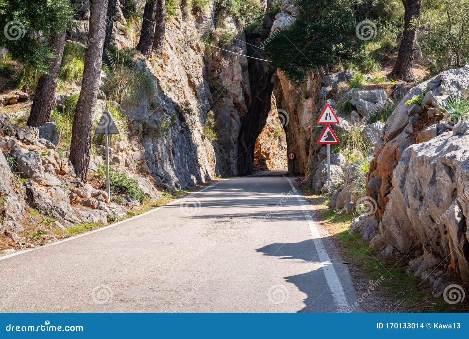 Road with Tunnel through the Rocks. Stock Photo - Image of outdoors ...