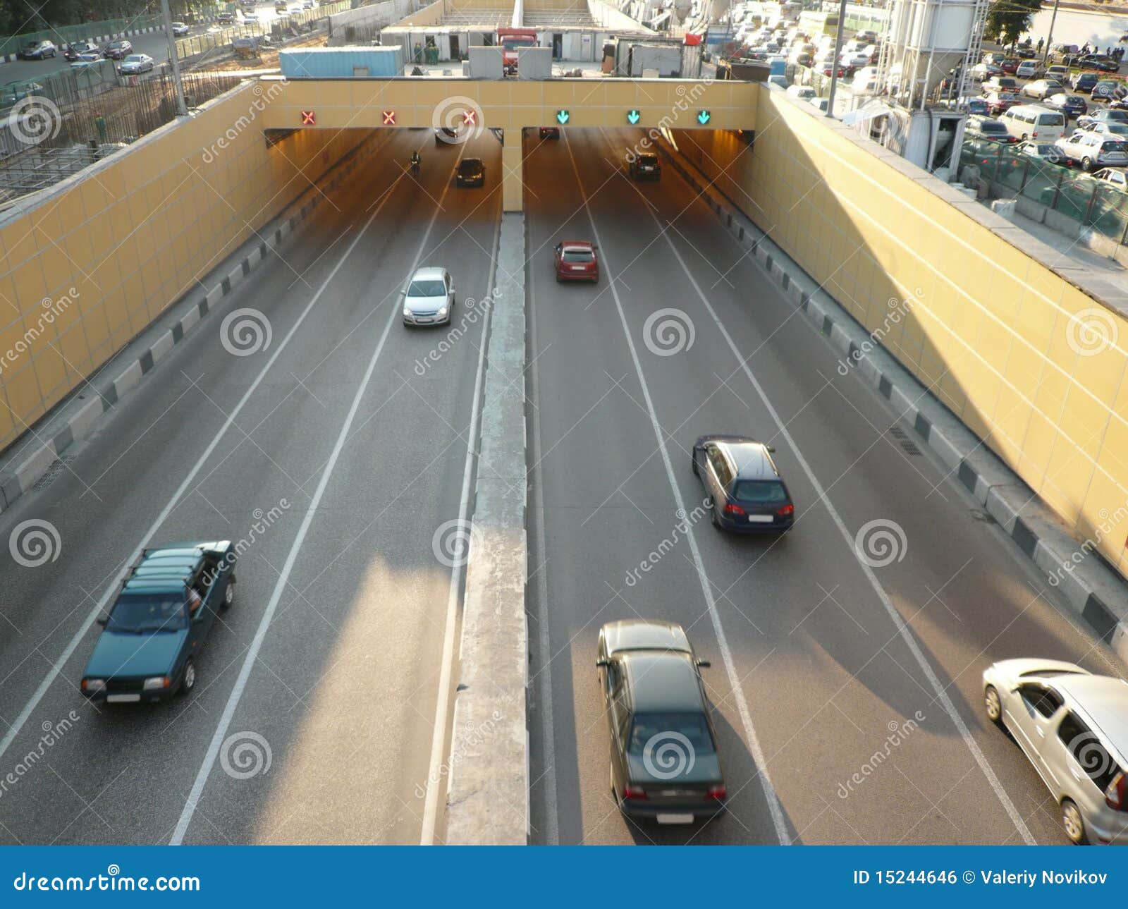 Road tunnel under bridge stock photo. Image of ride, divider - 15244646