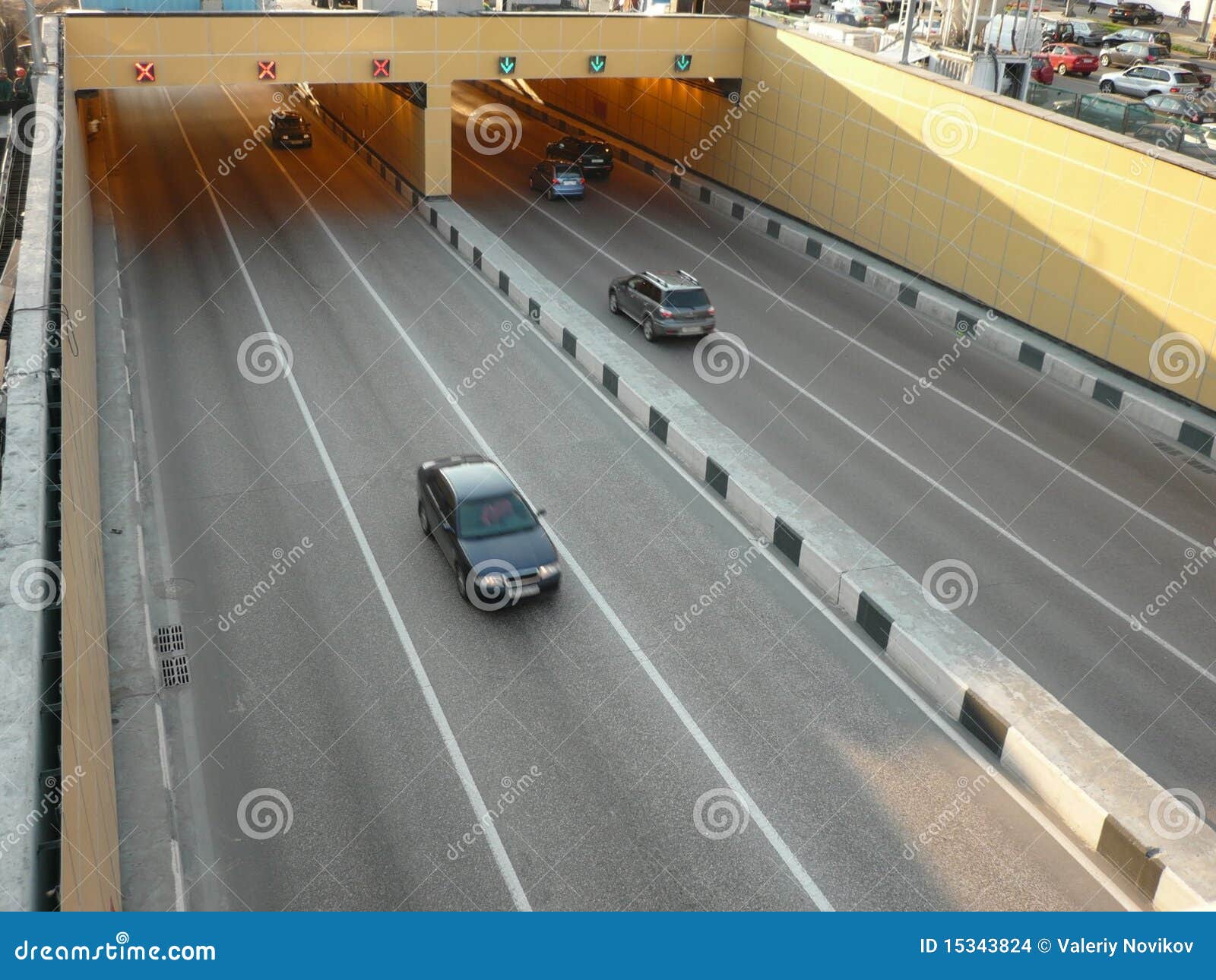 Road tunnel under bridge stock photo. Image of motion - 15343824