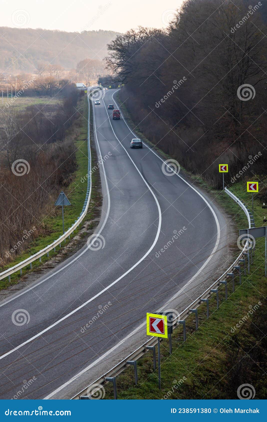 Road Turns Right and Than Left with the View Stock Photo - Image of ...