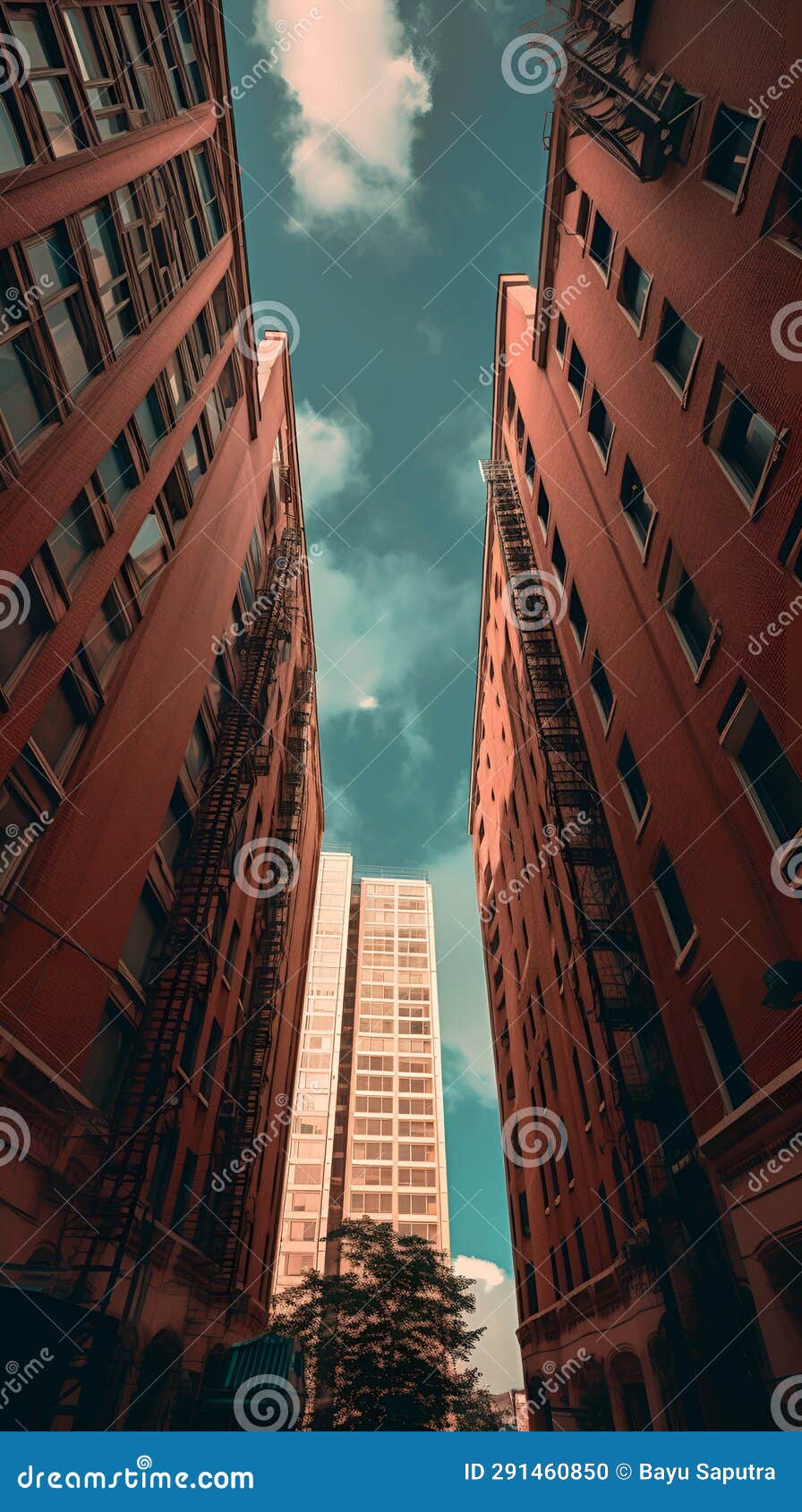 Road between Two Buildings View from Below, Ai Generative Stock ...