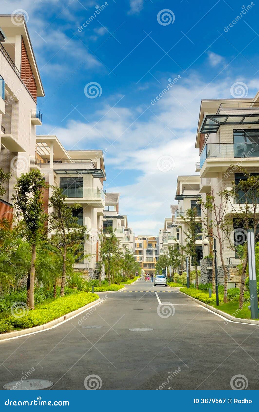 Road and Two Rows of New Terrace Houses Stock Image - Image of dwelling ...