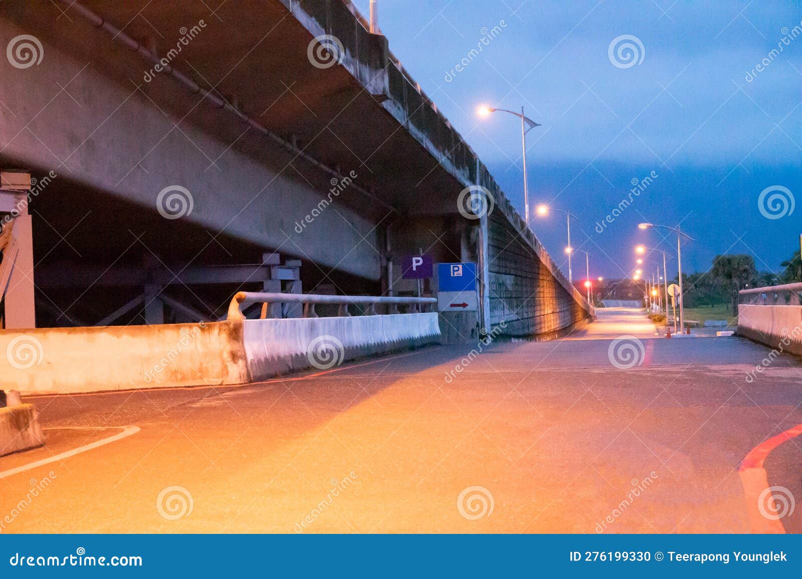 The Road Under the Bridge Under the Blue Sky Stock Photo - Image of ...