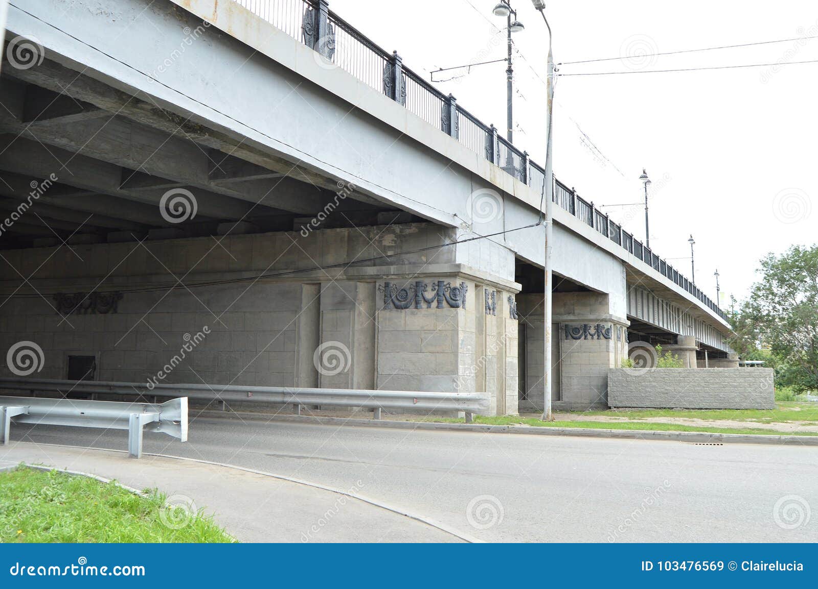 The Road Under the Bridge in the City, Tunnel. Stock Image - Image of ...