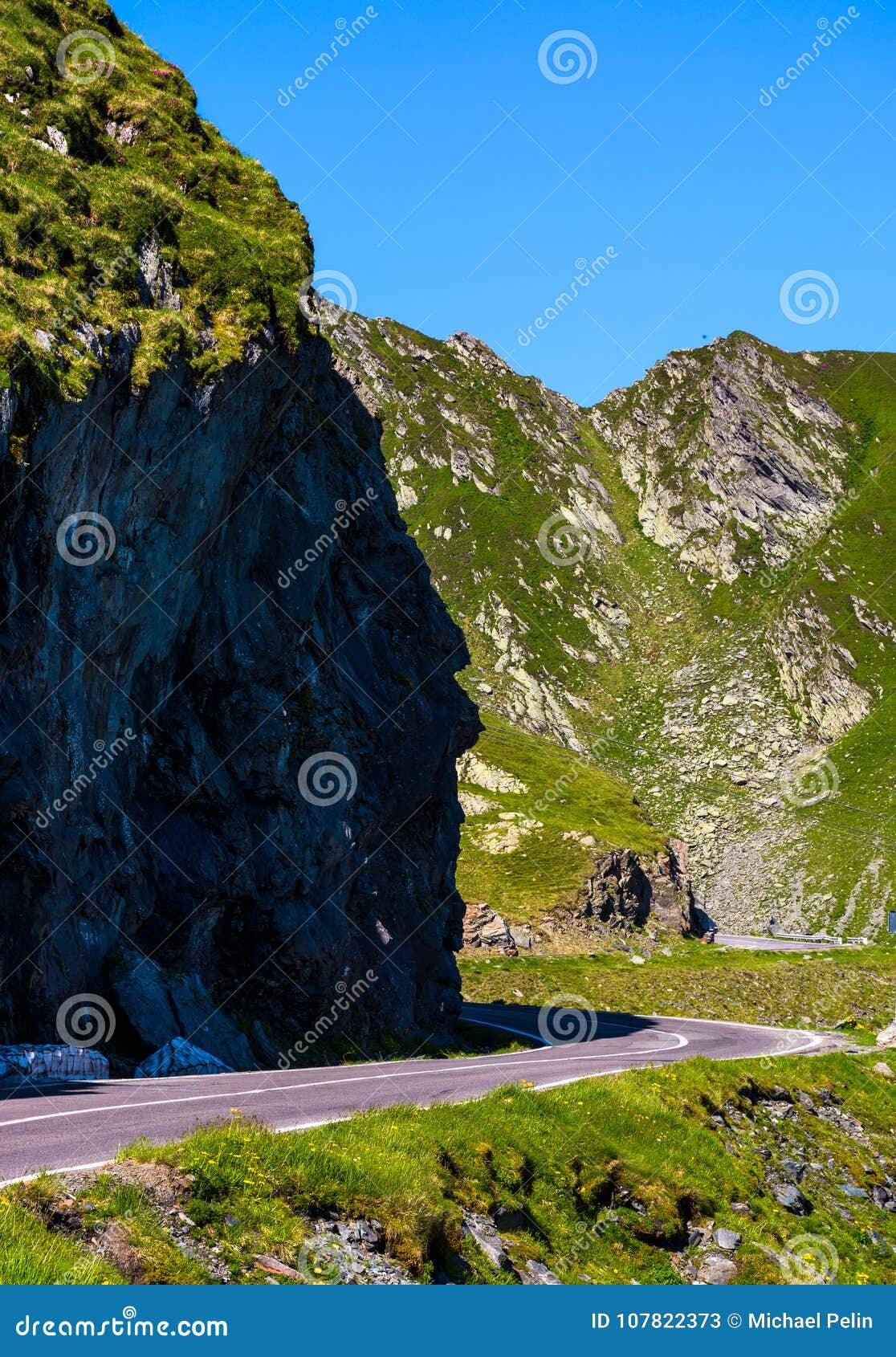Road Under the Cliff in High Mountains Stock Image - Image of ridge ...