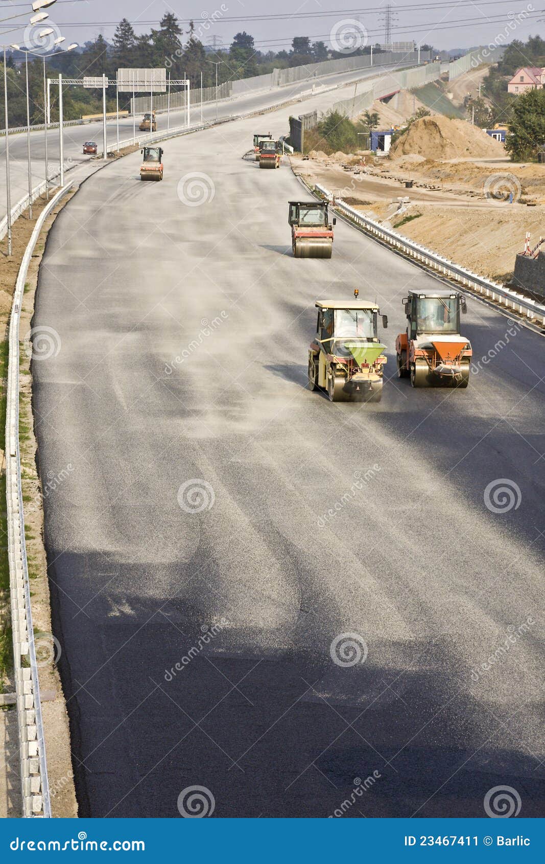 Road Under Construction With Speed Limit And Warning Road Signs At ...