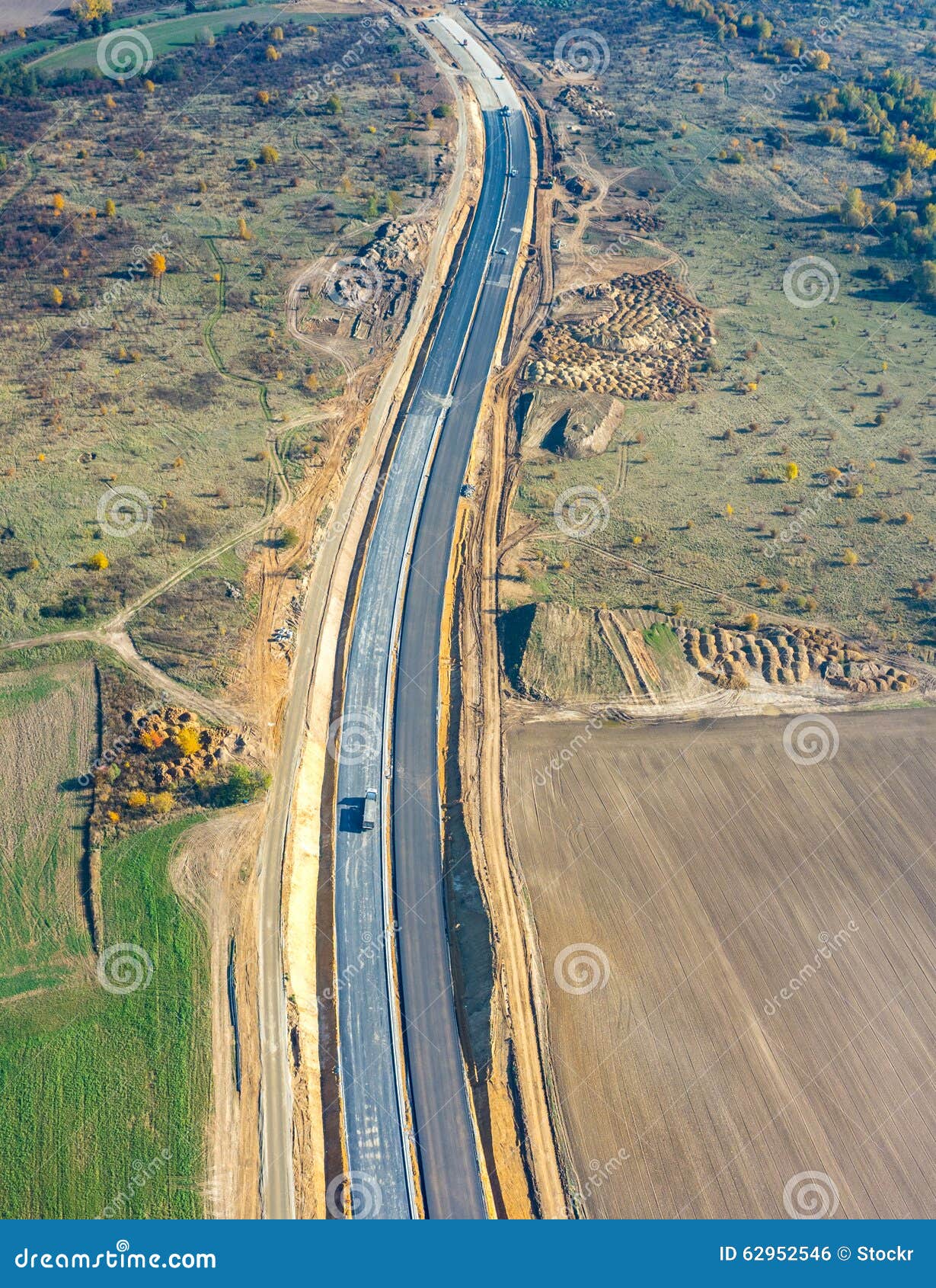 Road under construction stock photo. Image of field, land - 62952546