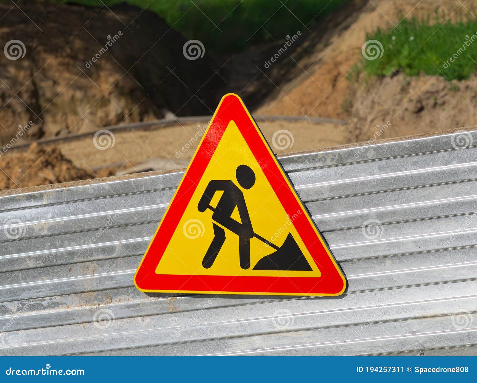 Road is Under Construction Sign Background Stock Image - Image of vivid ...