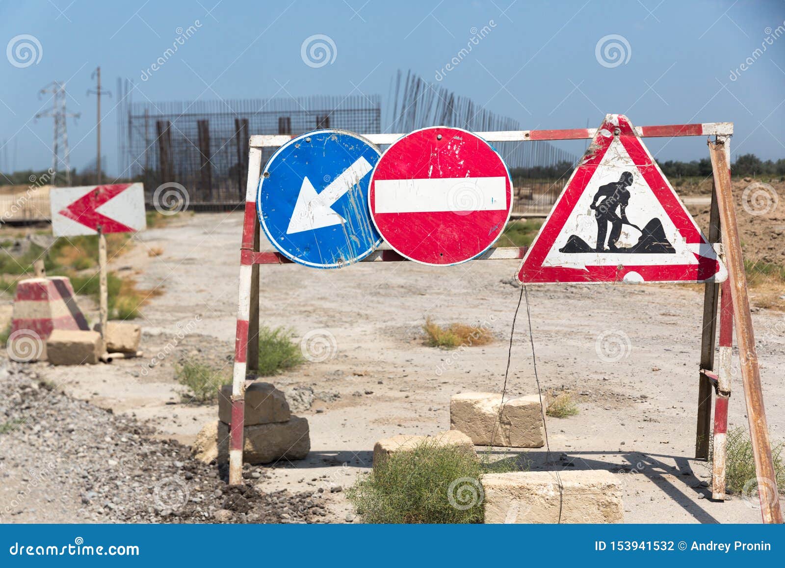 Road Under Construction. Road Sign Stock Photo - Image of advice ...