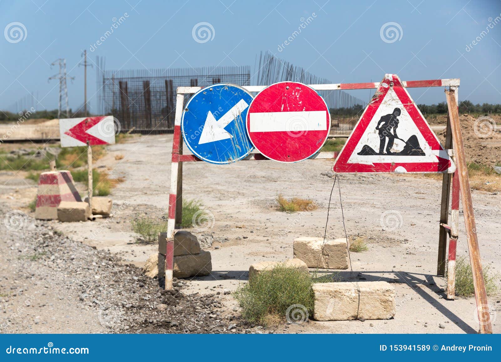 Road Under Construction. Road Sign Stock Image - Image of drive ...