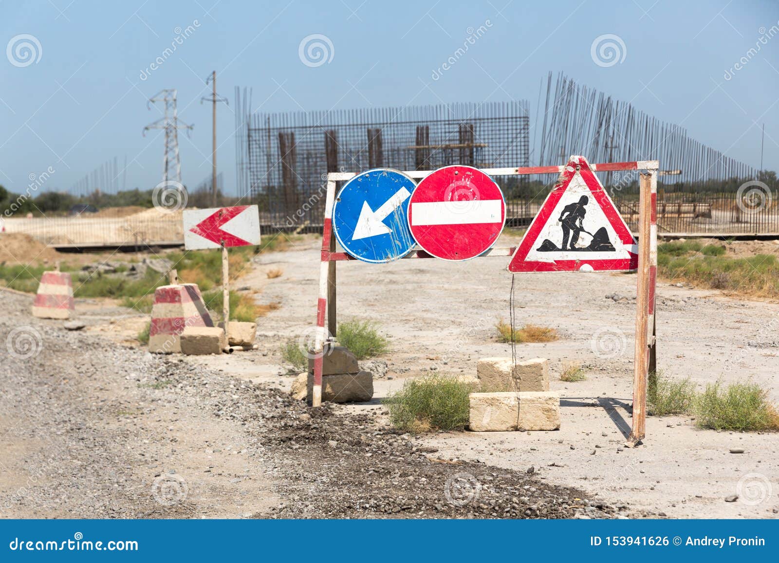 Road Under Construction. Road Sign Stock Photo - Image of caution ...